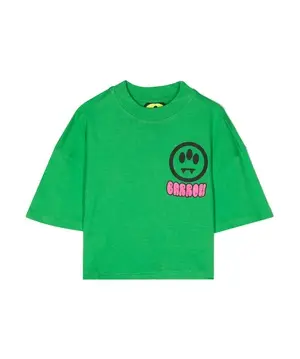 BARROW Logo-print Cotton Crop Top - Green