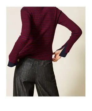 TWINSET Striped High-neck Pullover