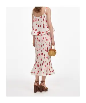 SELF-PORTRAIT Floral Pleated Midi Skirt