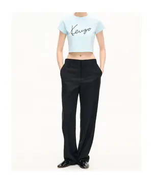Kenzo Embroidered Cropped T-shirt - Blue