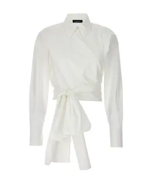 Fabiana Filippi Wrap-designed Long-sleeved Shirt - White