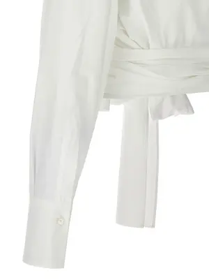 Fabiana Filippi Wrap Shirt With Buttoned Cuffs And Knot Detailing