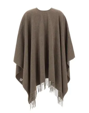 GRAN SASSO Fringed Hem Cape With Fur Accents
