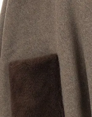 GRAN SASSO Fringed Hem Cape With Fur Accents