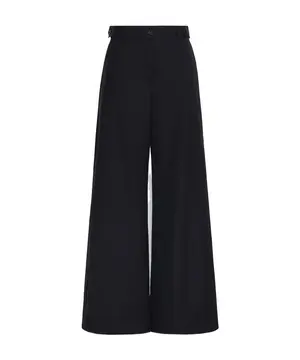 Max Mara Wool And Cotton Gabardine Trousers Navy