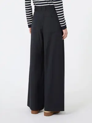 Max Mara Wool And Cotton Gabardine Trousers Navy