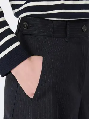 Max Mara Wool And Cotton Gabardine Trousers Navy