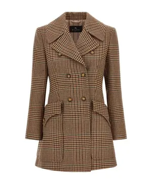 Etro Prince Of Wales Coat - Brown