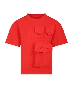 Jacquemus Embroidery Round-collar T-shirt - Red