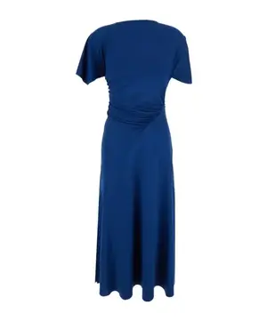 Victoria Beckham Blousey Midi Dress With Elastic Waistband