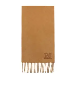 Max Mara Logo-embroidered Fringed Scarf - Brown