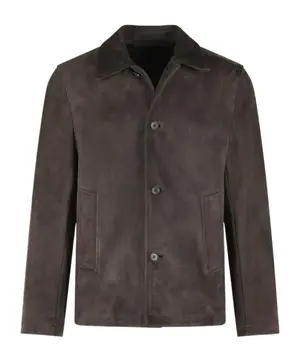 SALVATORE SANTORO Long-sleeve Jacket With Classic Collar And Button Closure - Brown
