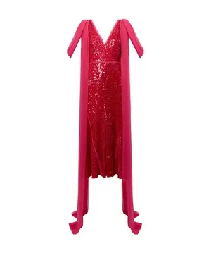 Erdem Drape-shoulder Sequinned Midi Dress - Red