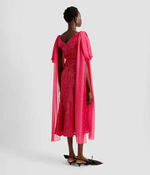 Erdem Drape-shoulder Sequinned Midi Dress