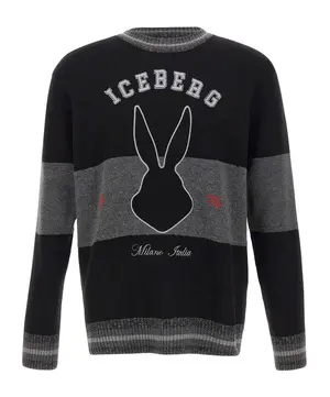 Iceberg Grey Striped Crew Neck Sweater