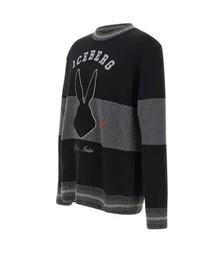 Iceberg Grey Striped Crew Neck Sweater
