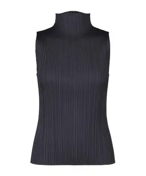 Issey Miyake Sleeveless High-neck Top - Navy