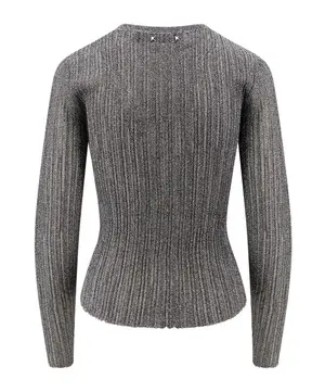 GOLDEN GOOSE V-neck Lurex Top With Logo Patch