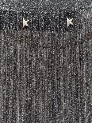 GOLDEN GOOSE V-neck Lurex Top With Logo Patch