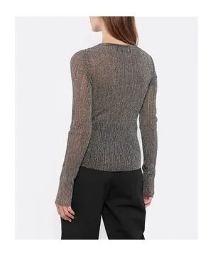 GOLDEN GOOSE V-neck Lurex Top With Logo Patch