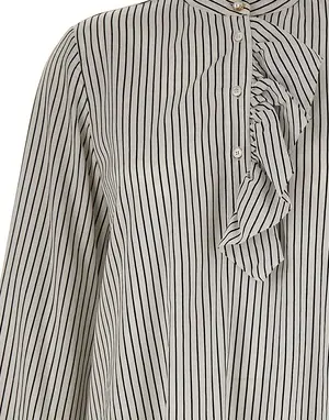 Marella Striped Ruffled Henley Blouse