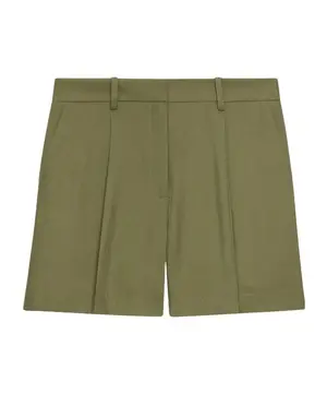 Theory Fluid Pleat Shorts In Washed Twill