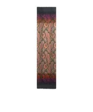 Etro Wool Jacquard Scarf With Check Print And Faded Paisley-motif - Green