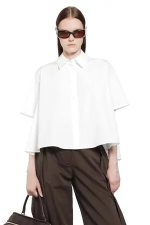 Loewe Short Sleeve Trapeze Shirt In Cotton - White