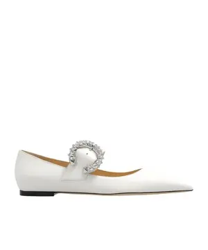JIMMY CHOO Melva Pointed Toe Ballerina Flats With Crystal Embellishment