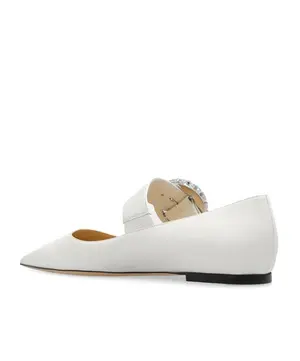 JIMMY CHOO Melva Pointed Toe Ballerina Flats With Crystal Embellishment
