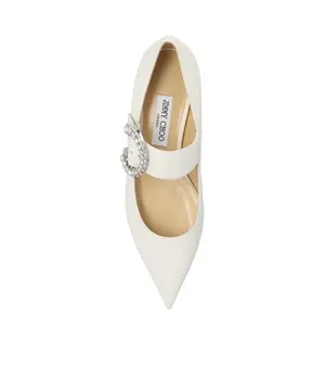 JIMMY CHOO Melva Pointed Toe Ballerina Flats With Crystal Embellishment