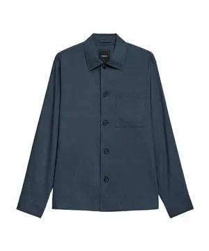 Theory Overshirt In Good Linen - Dark Blue Wing