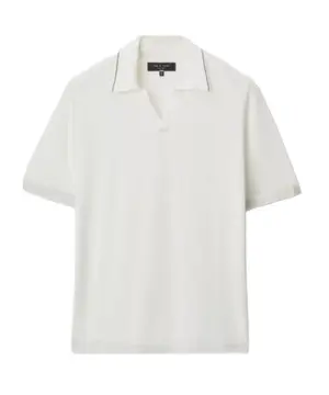 Rag & Bone Silk-cotton Blend Johnny-collar Polo Shirt - Chalk