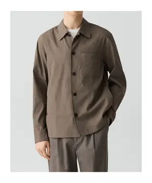 Theory Long-sleeve Shirt-style Jacket With Patch Pockets