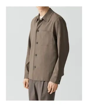 Theory Long-sleeve Shirt-style Jacket With Patch Pockets