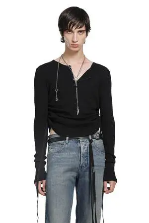 ANN DEMEULEMEESTER Hamar Wrinkled Serafino Top - Black