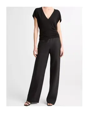Vince Crepe Flutter-sleeve V-neck Top
