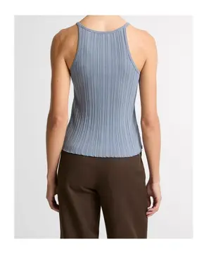 Vince Variegated-rib Cotton-blend Tank