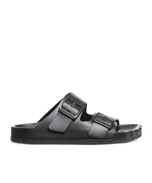 Balenciaga Buckle Slide-on Sandals - Black