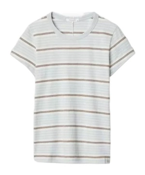 Rag & Bone Coarse-knit Striped T-shirt - Light Blue Multicolour