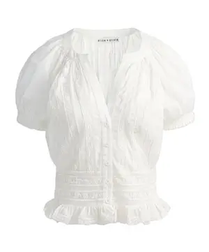 ALICEOLIVIA Kathryn Lace Trim Blouse - Off White