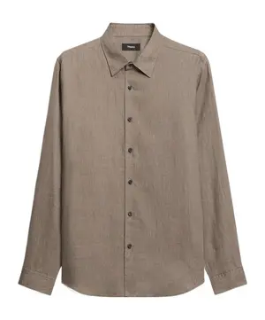 Theory Irving Shirt In Relaxed Linen - Morel