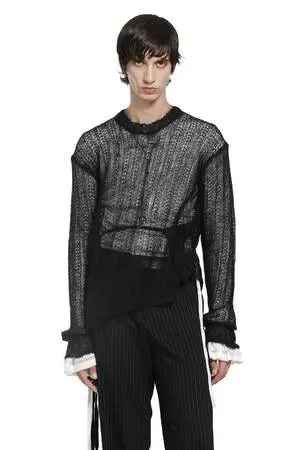 ANN DEMEULEMEESTER Asymmetrical Mohair Silk Blend Sweater