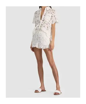 ALICEOLIVIA Alice+olivia Kenley Lace Scalloped-hem Drawstring Shorts