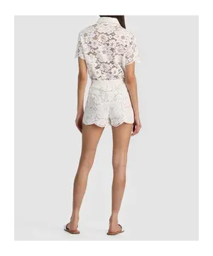ALICEOLIVIA Alice+olivia Kenley Lace Scalloped-hem Drawstring Shorts