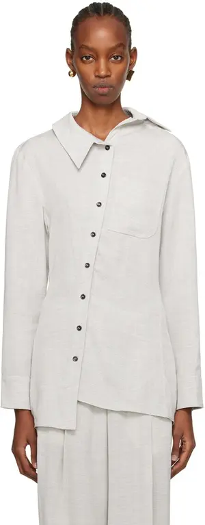 Jacquemus La Chemise Pablo Asymmetric Shirt - Light Gray