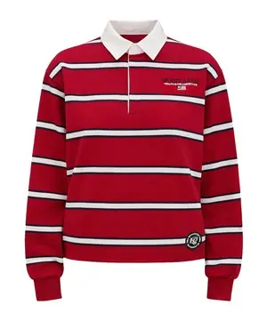 SPORTY  RICH Long-sleeved Polo Shirt - Red
