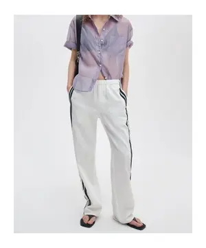 Rag & Bone Featherweight Denim Mid-rise Pants With Grosgrain Stripes