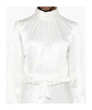 Alessandra Rich High-neck Ruffled Silk Midi Dress
