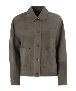 Brunello Cucinelli Couture Leather Shirt Jacket - Green